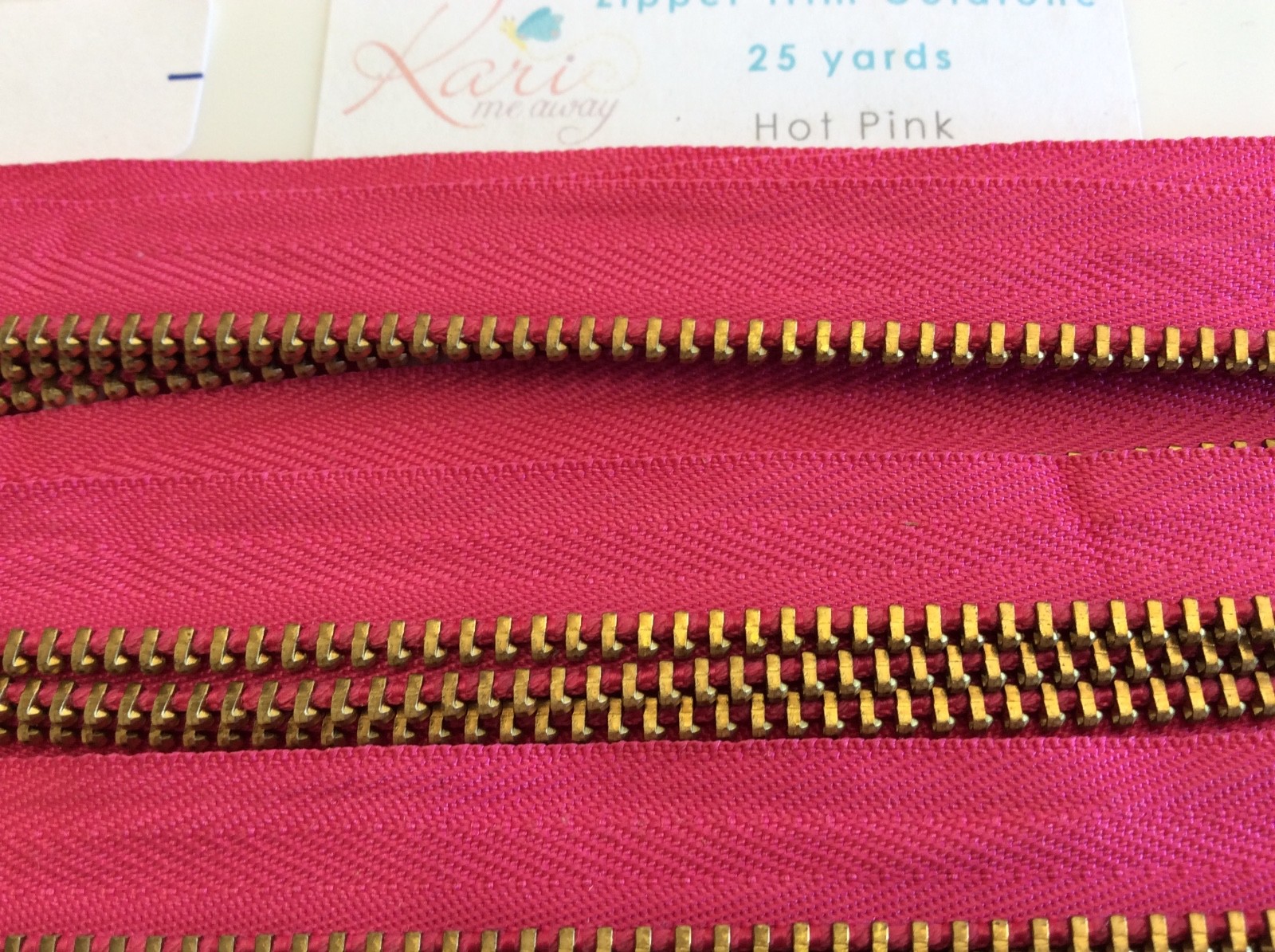 KARI ME AWAY ZIPPER TRIM-1/2" GOLD TONE- 3 YARD INCREMENTS- VARIOUS ...