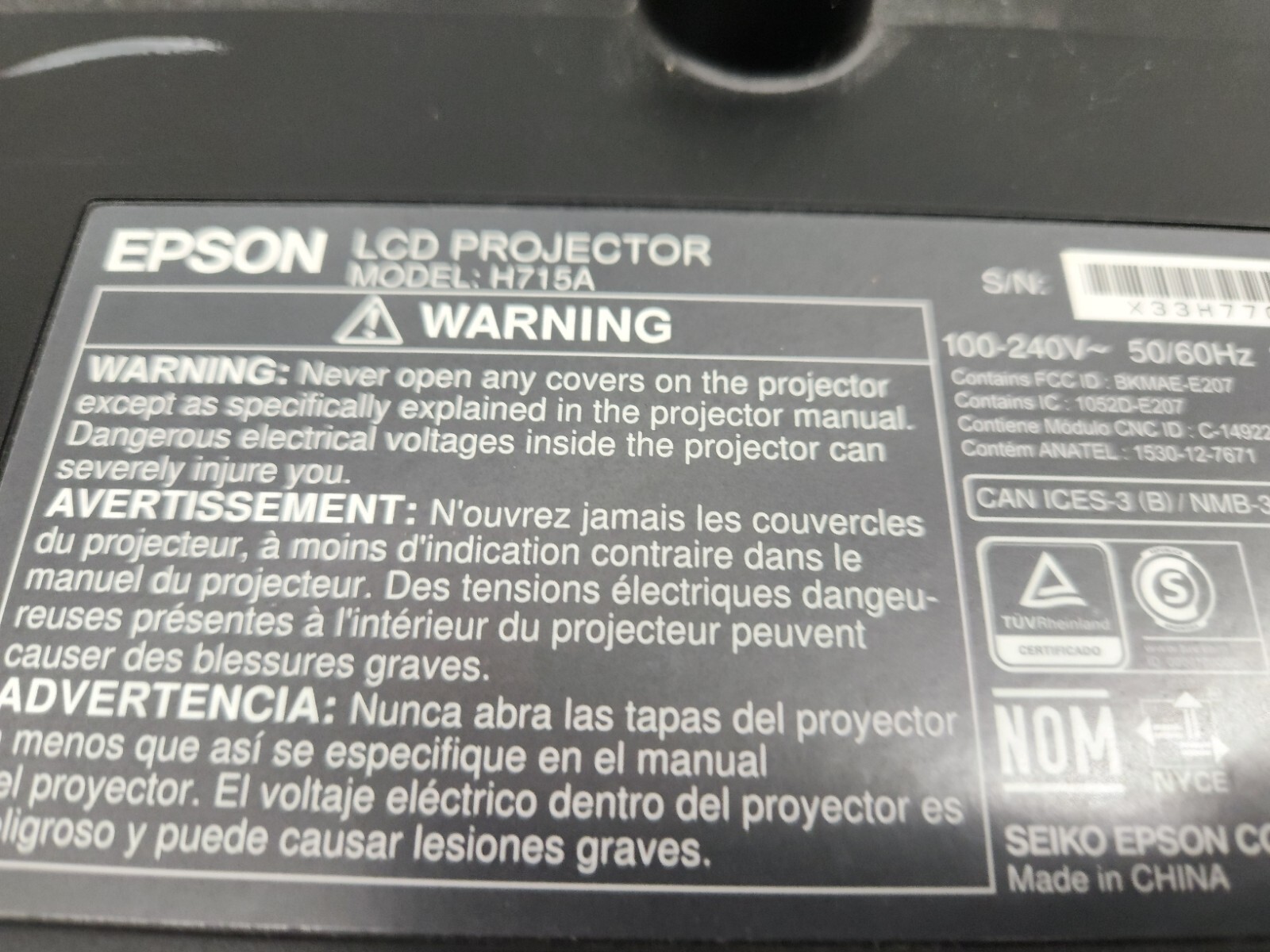 Epson Pro Cinema 4040 3LCD Projector 4K + HDR Used Unit Only Ships ...