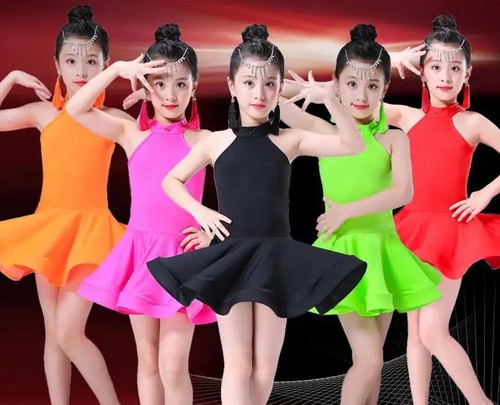 Pleated Skirt Latin Dance Dress Latin Dress Costume for Girls Ballroom ...