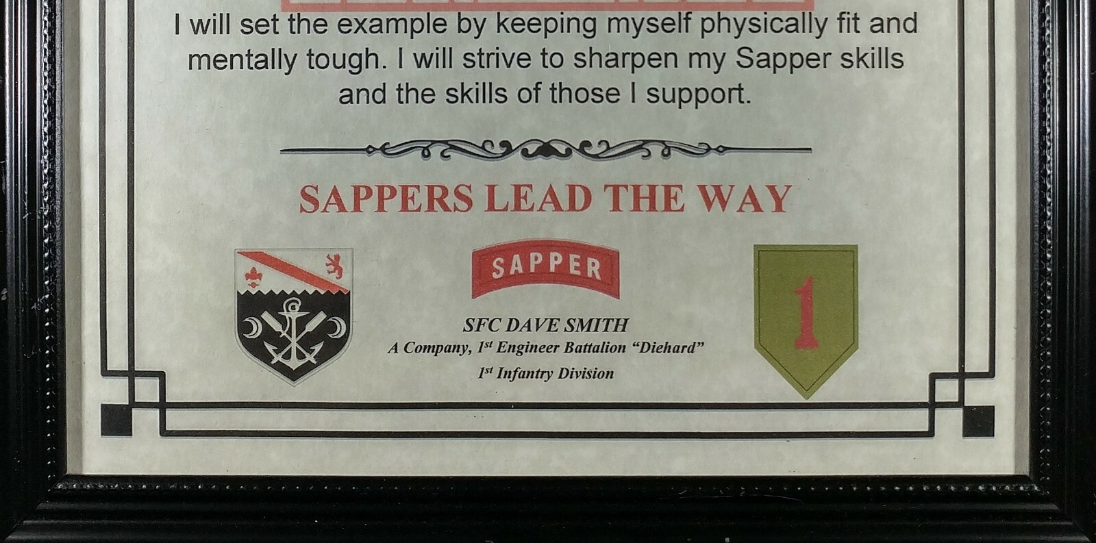 MC-NICE or BETTER: Army Sapper Creed ALL UNITS Framed PERSONALIZED | eBay