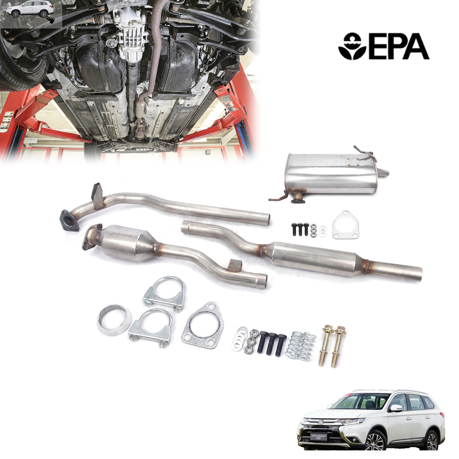 Fits: 2014-2018 Mitsubishi Outlander 2.4L Cat Converter, Resonator ...