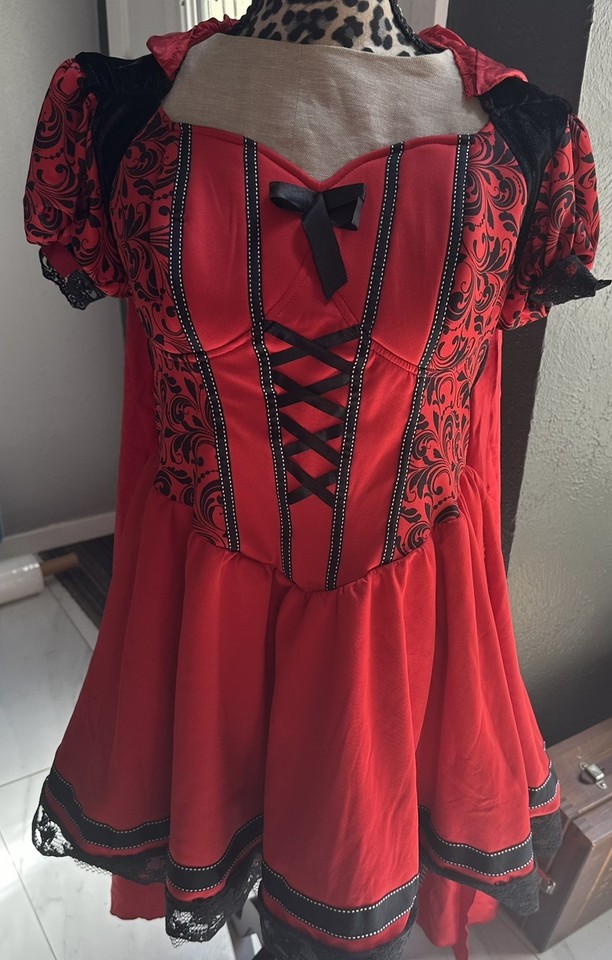Whimsigoth Sxy Witchy Medieval Red Riding Hood Cloak Cosplay Costume Sz ...