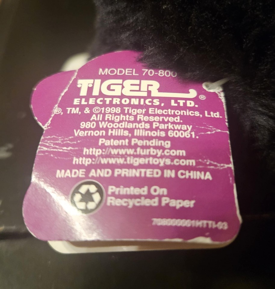 1998 Black Furby Black Witches Cat Brown Eyes Tiger Electronics 1998 ...