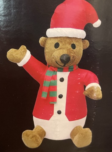 Teddy Bear Airblown Christmas Inflatable 5 Ft Fuzzy Plush New In Box ...