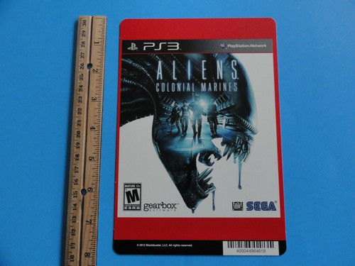 PLAYSTATION 3 ALIENS COLONIAL MARINES BLOCKBUSTER BACKER CARD 5"X8" NO ...