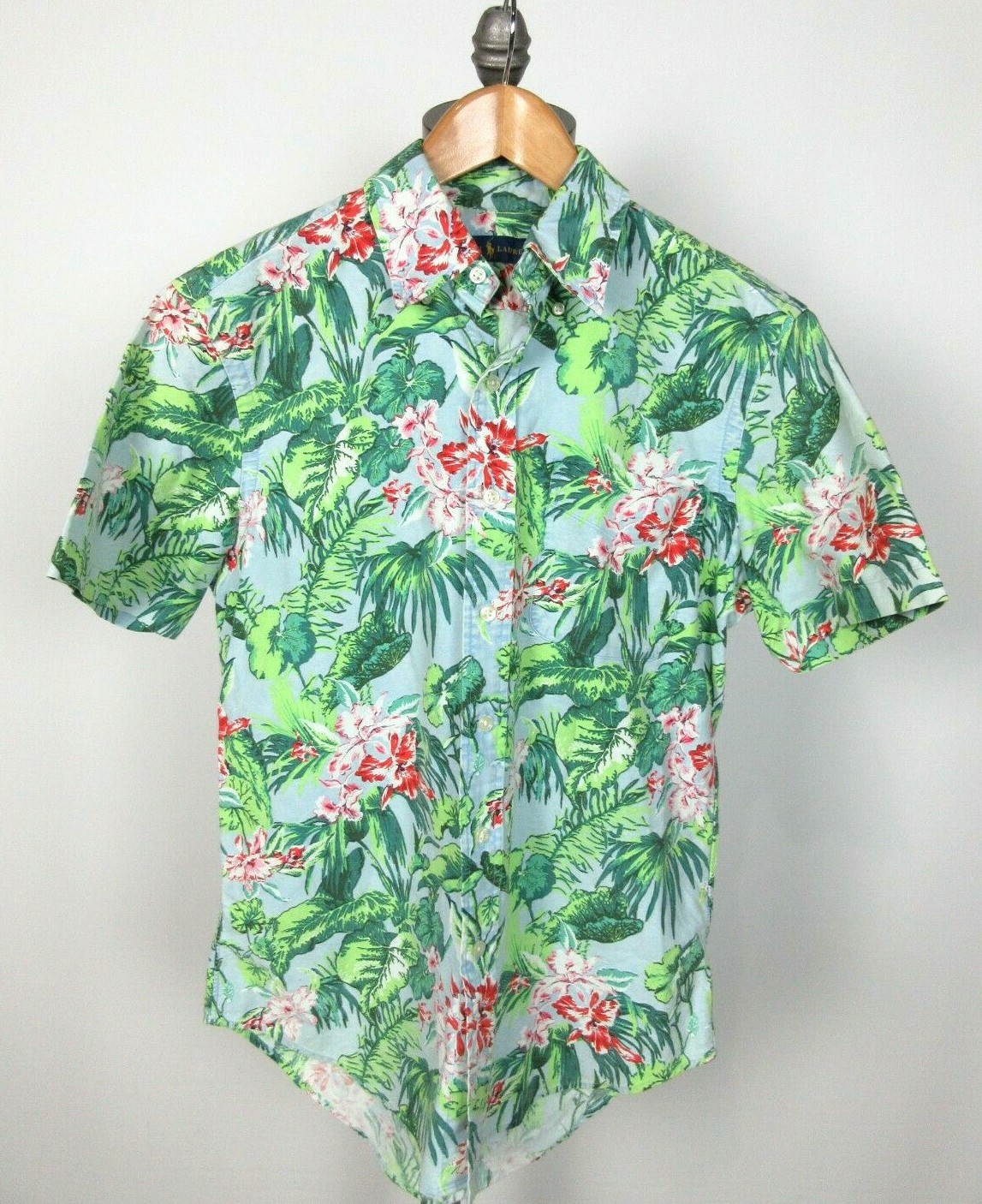 POLO RALPH LAUREN Hawaiian Floral Flowers Blue Green … - Gem