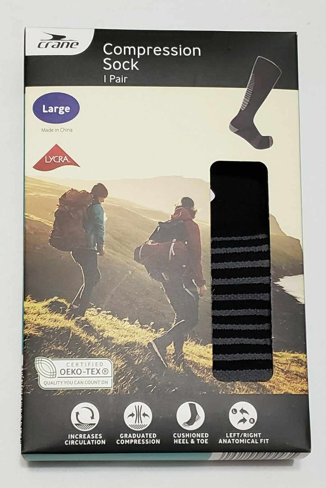 Crane COMPRESSION SOCKS UNISEX Size LARGE One Pair Black for sale ...