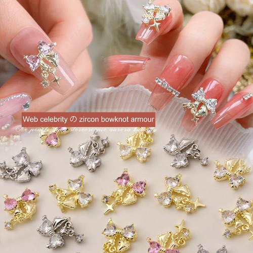 Nail Art Decoration Elegant Diy Sparkling Cubic Zirconia Bowknot Nail ...