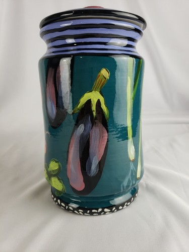 Droll Designs Art Pottery Biscuit Jar Canister 9" Hand Painted ...