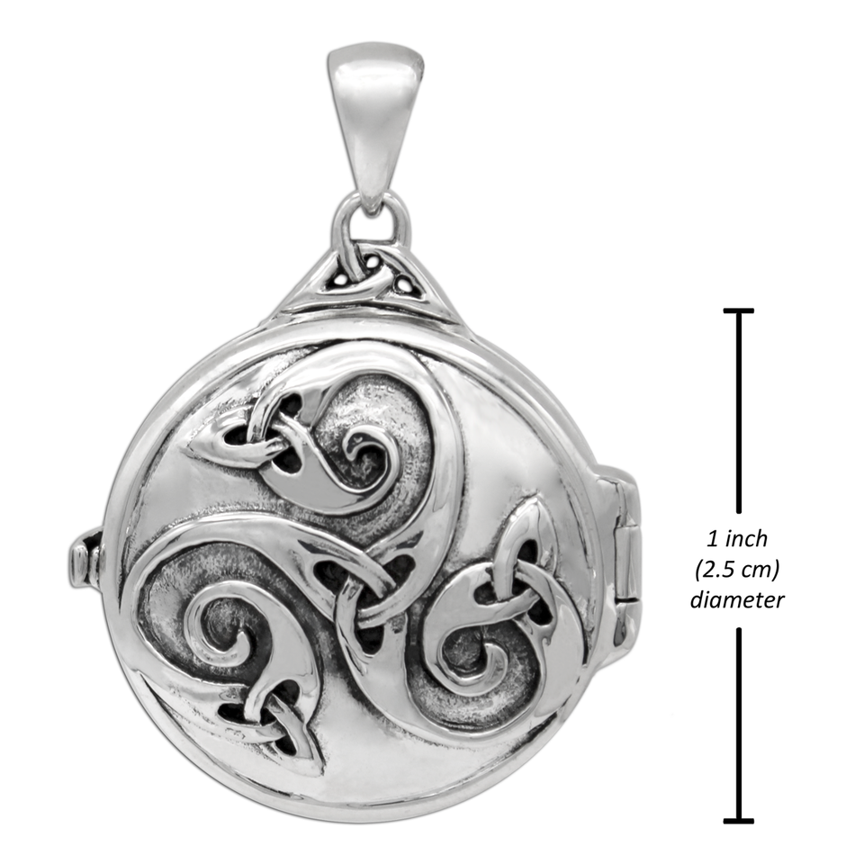 Sterling Silver Celtic Knot Triskele Swirl Locket by Dryad Design Irish ...