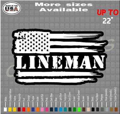 Lineman American Flag Vinyl Decal Sticker | Lineman Decals | Lineman ...