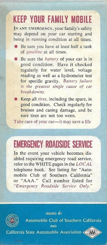 1972 ACSC Road Map LOS ANGELES California Beverly Hills Hollywood ...