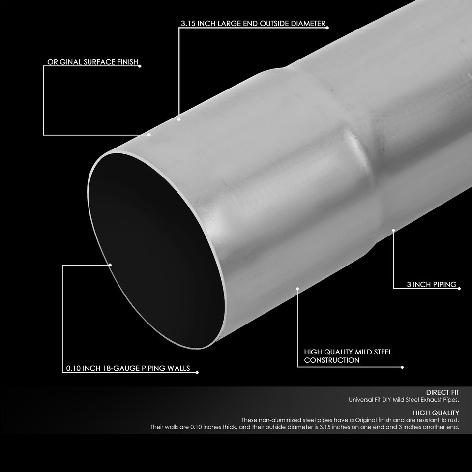 8Pcs 3"OD DIY Custom Mild Steel Mandrel Exhaust Tubing Bend Straight ...