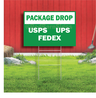 Package Drop USPS UPS FEDEX Coroplast Sign Plastic Indoor Outdoor Yard ...