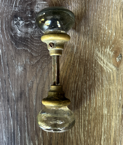 Vintage Glass Door Knob Set Clear Glass With Brass Ferrules | eBay