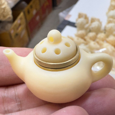 1.5" Natural Tagua Nut Carved Teapot skull Decor reiki healing gift 1pc ...