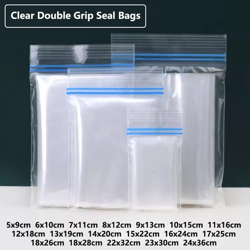Clear Double Grip Seal Bags Self Resealable Zip Lock Poly Polythene ...
