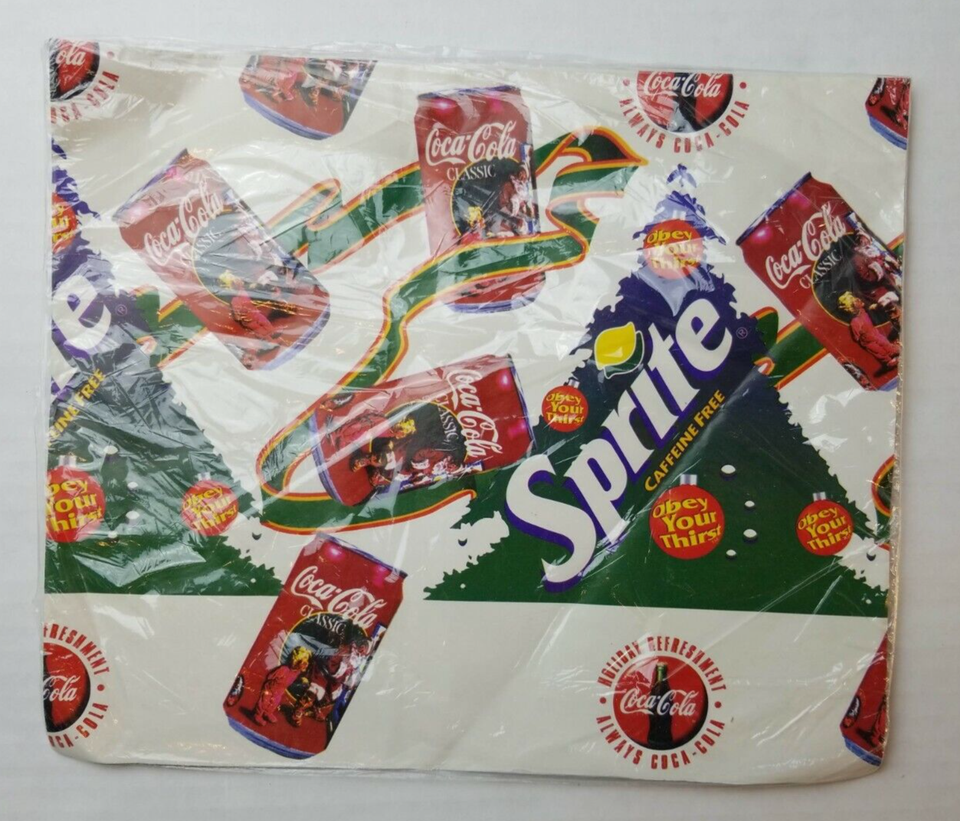 Vintage Coca Cola Sprite Christmas Gift Wrap Flat Sheets Obey Your ...