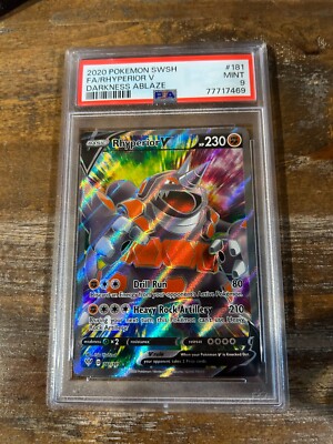 Pokemon 2020 Darkness Ablaze Full Art RHYPERIOR V #181 PSA 9 Mint RARE ...