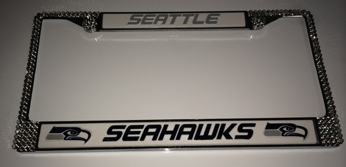 Seattle SEAHAWKS Football Bling License Plate Frame Made With Swarovski ...
