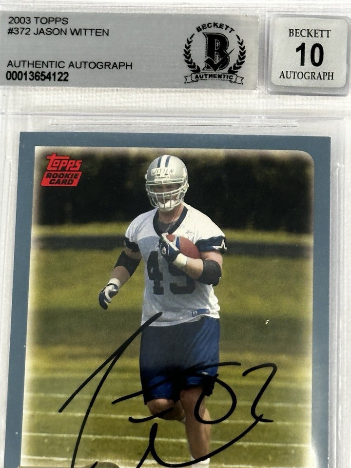 Jason Witten Signed 2003 Topps #372 Rookie Card RC Beckett BAS 10 Auto ...