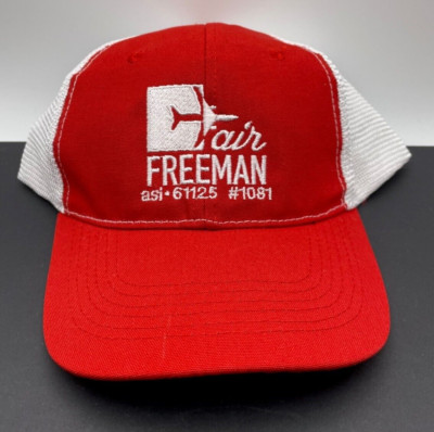 FAIR FREEMAN Men's Red Embroidered Baseball Cap Hat Mesh Back Strapback ...