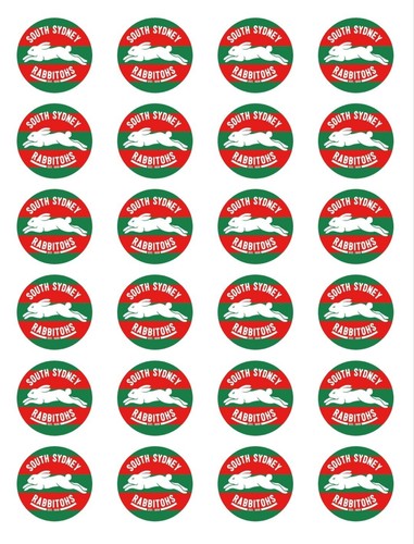 24 NRL South Sydney Rabbitohs Edible Wafer Paper Cupcake Toppers Cake ...