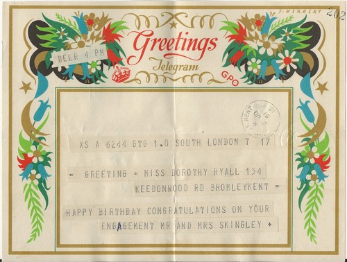 Greetings Telegrams 3 decorated to Miss Dorothy Ryall on engagement ...