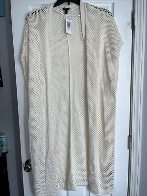 Torrid Duster Vest Sweater Open Knit 00/0 Cream Cardigan Duster NWT ...