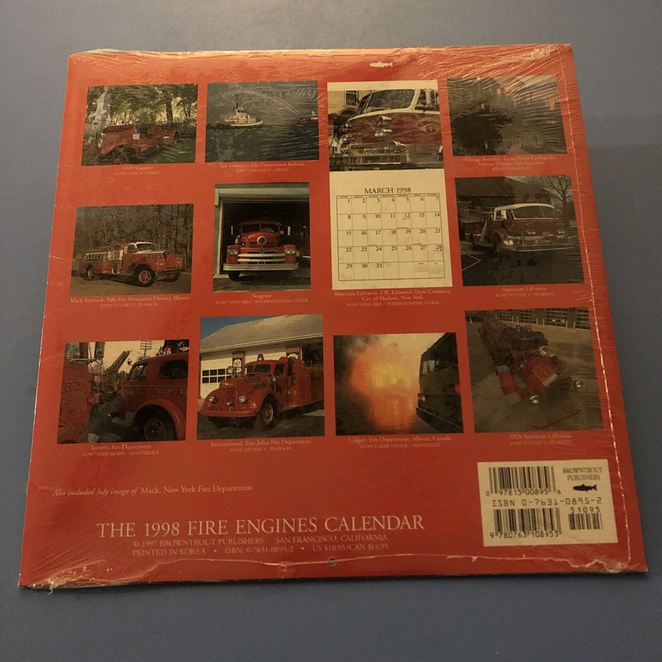 1998 Fire Engines Trucks Calendar New Sealed | eBay