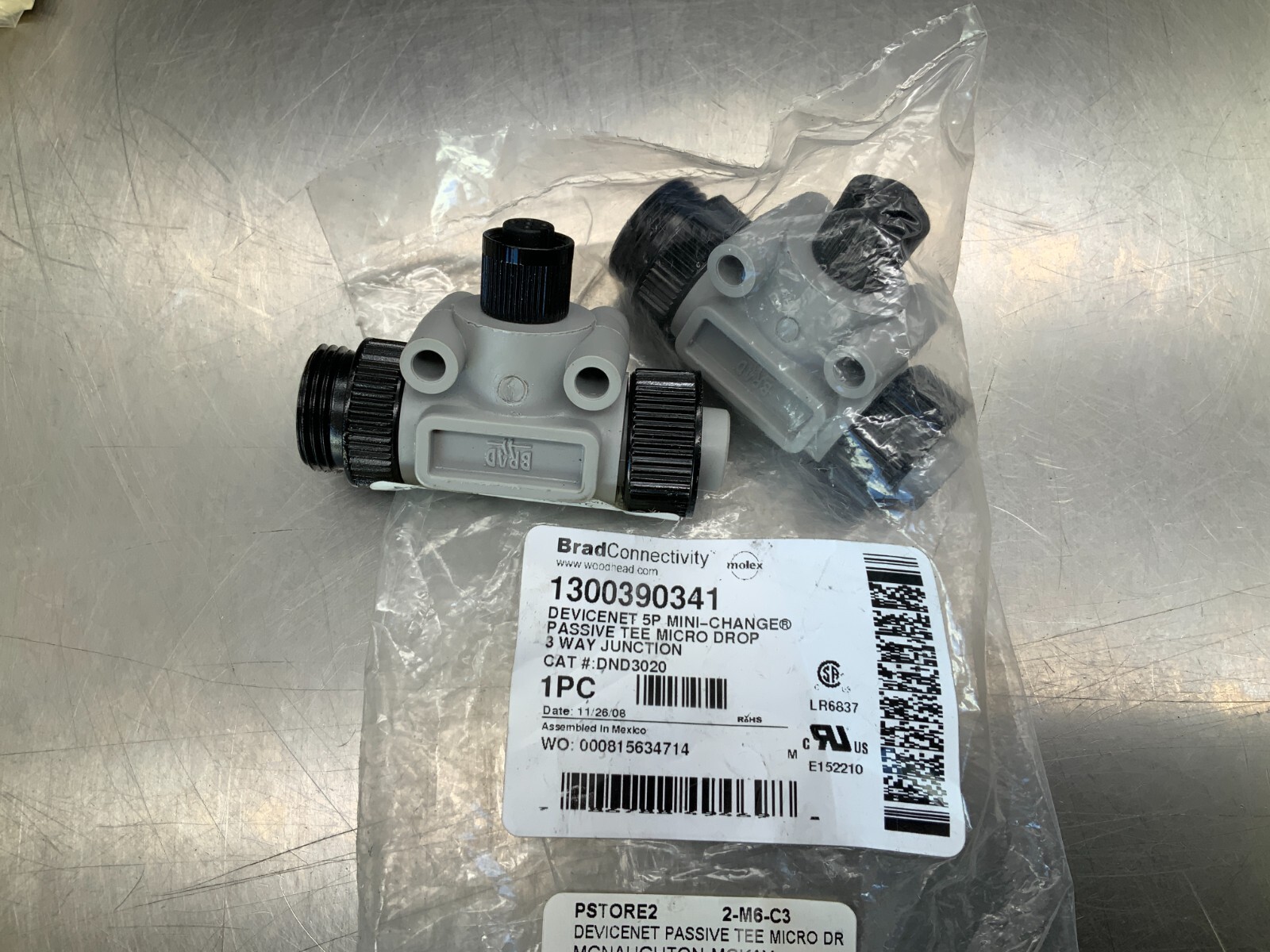 (2) Brad Connectivity 1300390341 Devicenet 5P Mini-Change Passive Tee ...