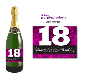 Pink Happy 18th Birthday Glossy Wine & Champagne Bottle Gift Present ...