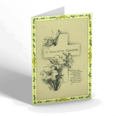 EASTER CARD - Vintage Design - A Peaceful Easter. Easter Lilies Before ...