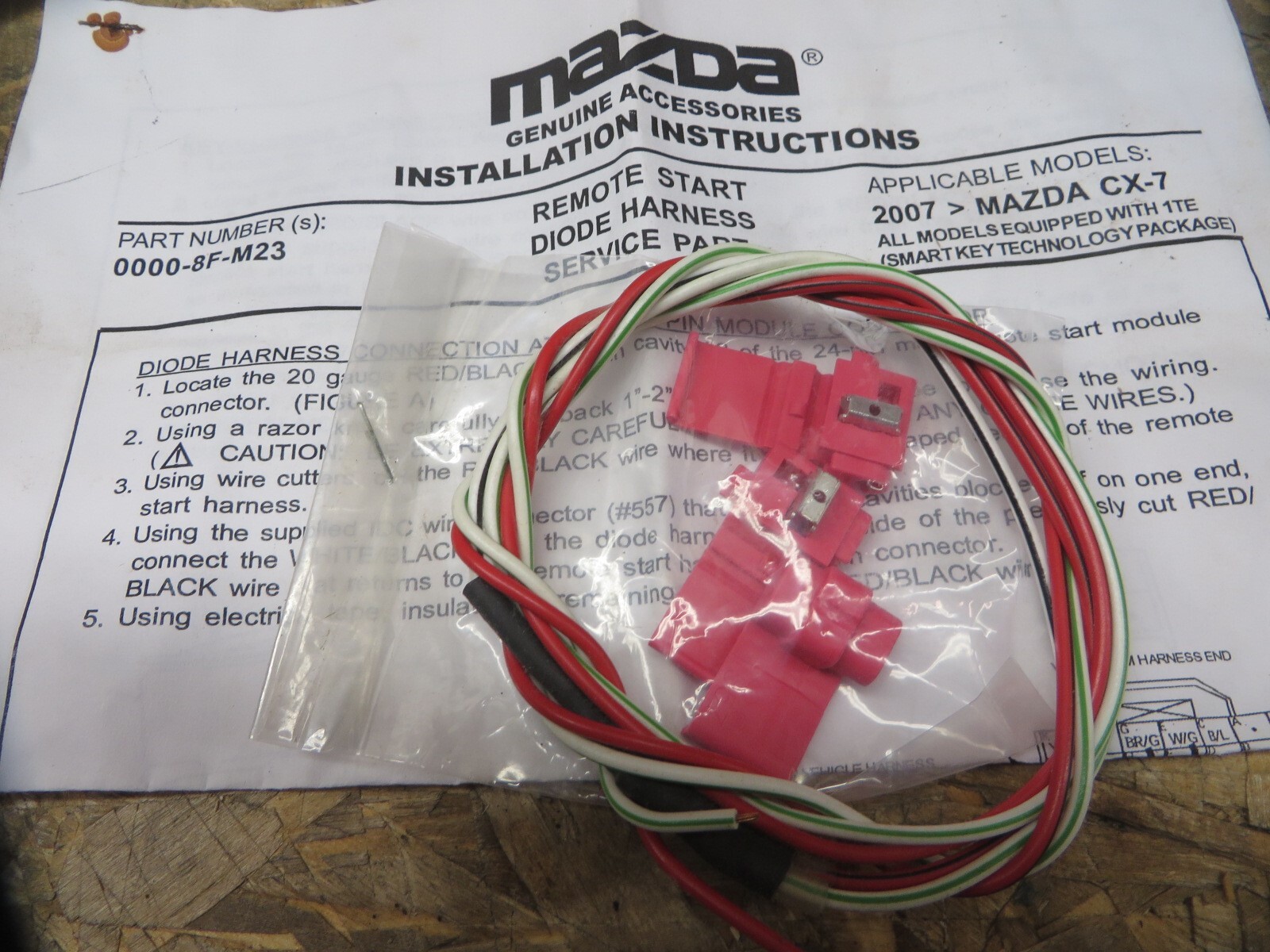MAZDA OEM # 0000-8F-M23 REMOTE START DIODE HARNESS 2007 CX-7 | eBay
