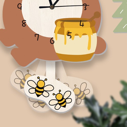 Vintage Home Decor Wall Clock for Children Baby Room Children's Cartoon ...