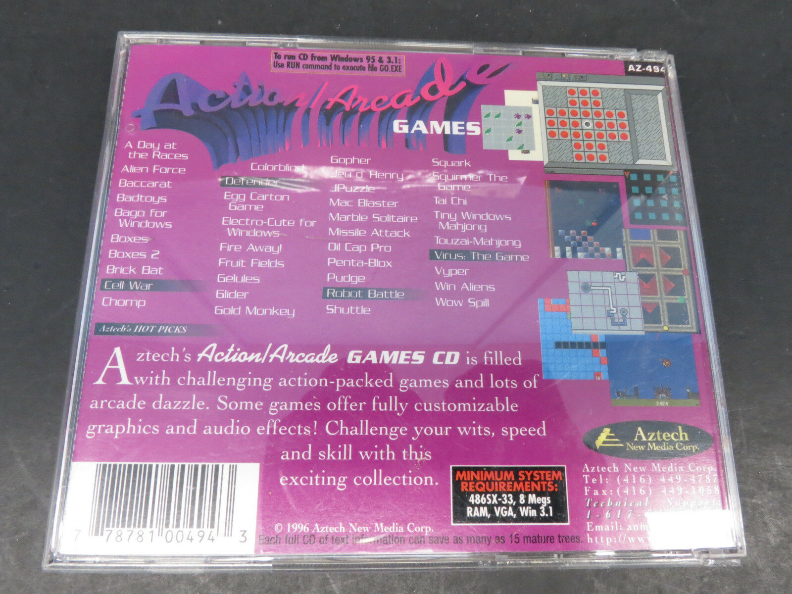 Games Cube Disc 4 ACTION ARCADE GAMES by Aztech New Media, 1996 CD-ROM ...