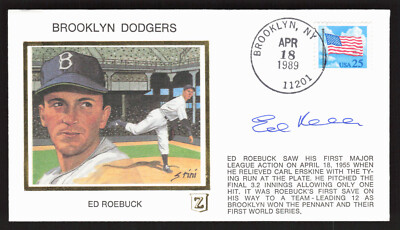 Ed Roebuck Autograph / Signed Silk 1989 First Day Cover Envelope ...