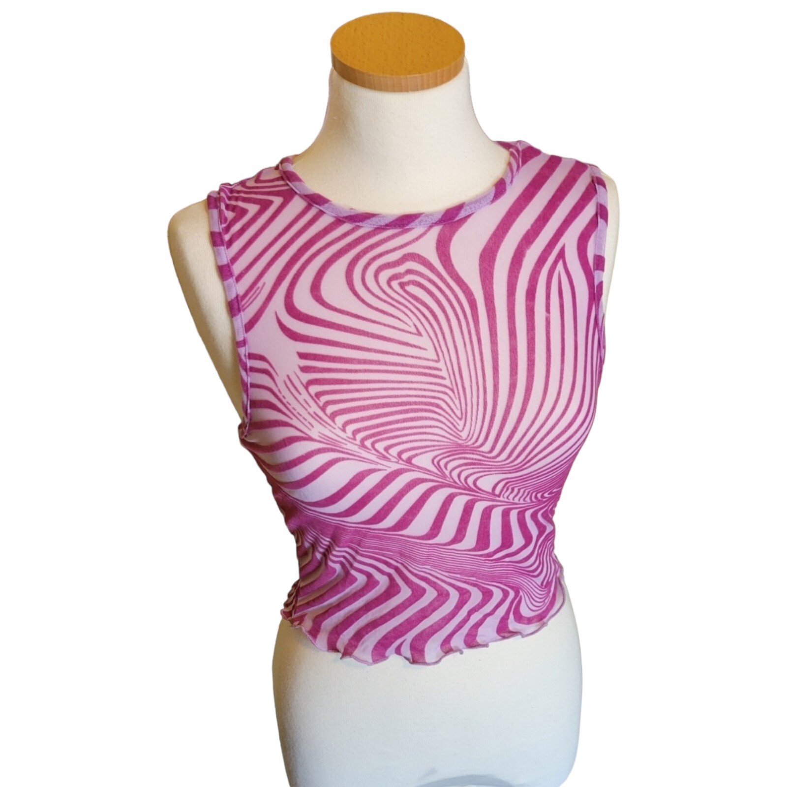 NWT Nasty Gal Marble Print Flock Sheer Racerback Cropped Tank Top Women ...