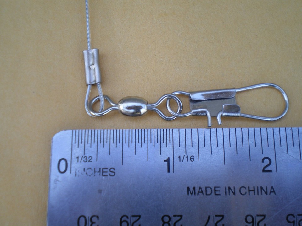 15 STAINLESS STEEL CLEAR WIRE SPINNER LEADER 6" 140 LBS. TEST W/2 ...
