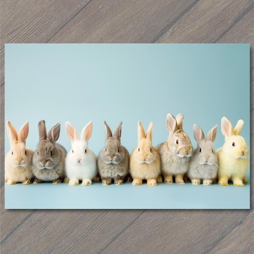 4x6" Rabbit Bunnies Posing Line Funny Hare Pure Cuteness Adorable ...