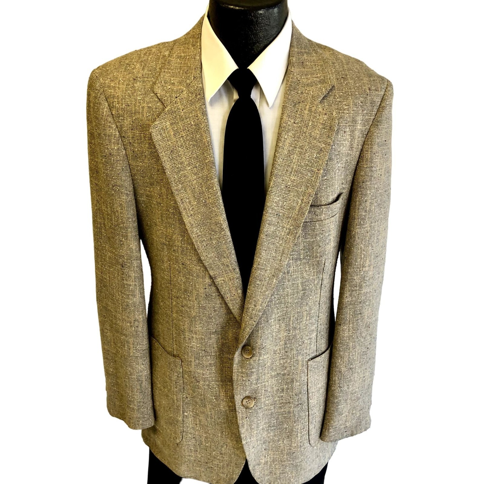 Vtg Gentry Steel Blue Gold Sport Coat ATOMIC FLECK Jacket Linen Silk ...