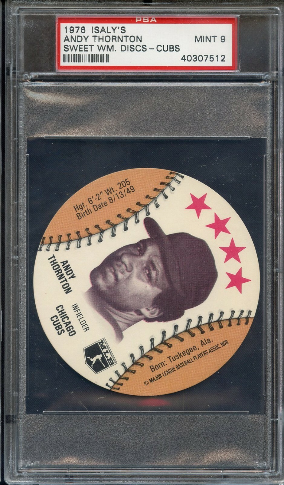 1976 ISALY'S SWEET WILLIAM DISC ANDY THORNTON SWEET WM. DISCS-CUBS PSA ...