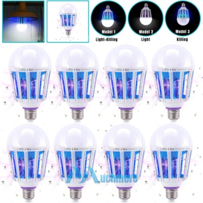 8Packs Insect Bug Mosquito Zapper Light Bulb 15W E27 Fly Trap Killer UV ...