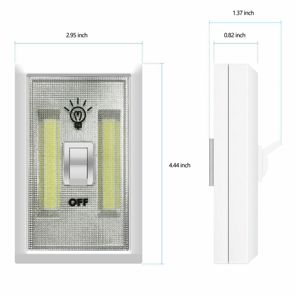 Night Light Switch Portable Easy Mount No Wire 2W 240 Lumen 4 AAA ...