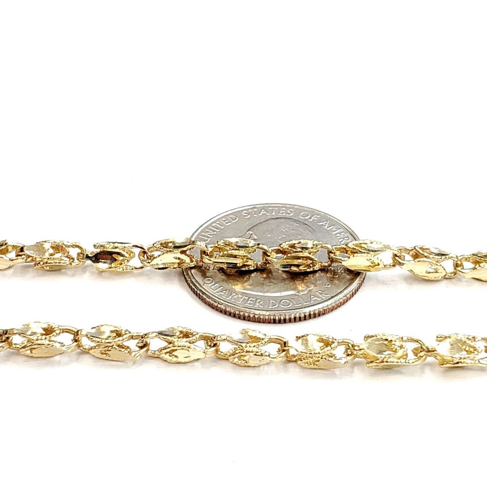 10K real yellow gold 3.75mm Turkish chain Necklace gift fine jewelry 24 ...