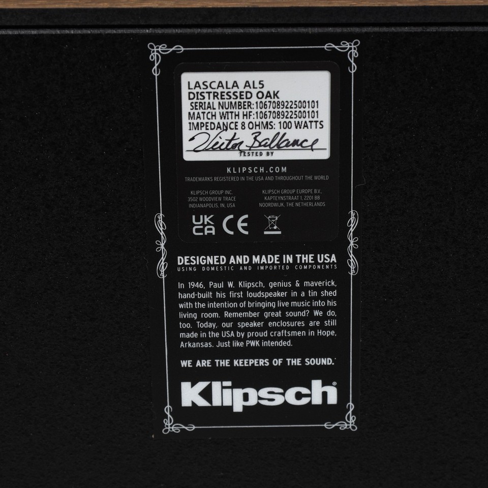 Klipsch La Scala AL5 Floorstanding Speakers; Distressed Oak Pair (Rare ...