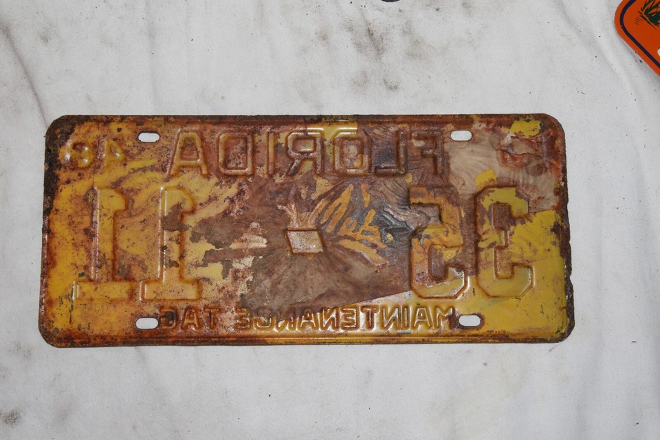 1948 Florida License Plate Maintenance Tag No. 35-11 lowrider hot rod ...