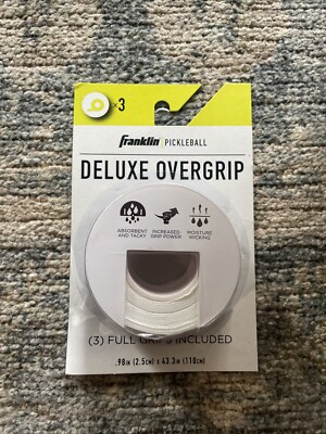 Franklin Pickleball Deluxe Overgrip Tape-Tacky Grip White 3 Full Grips ...