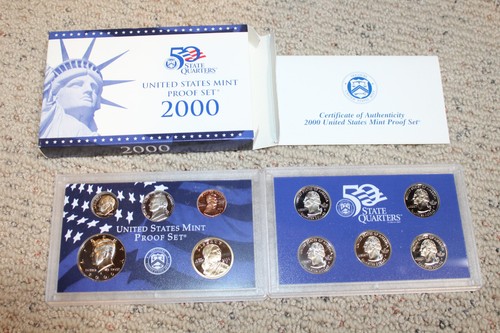 10 Coins 2000 S United States Mint Clad Gem Proof Set High Grade Box ...