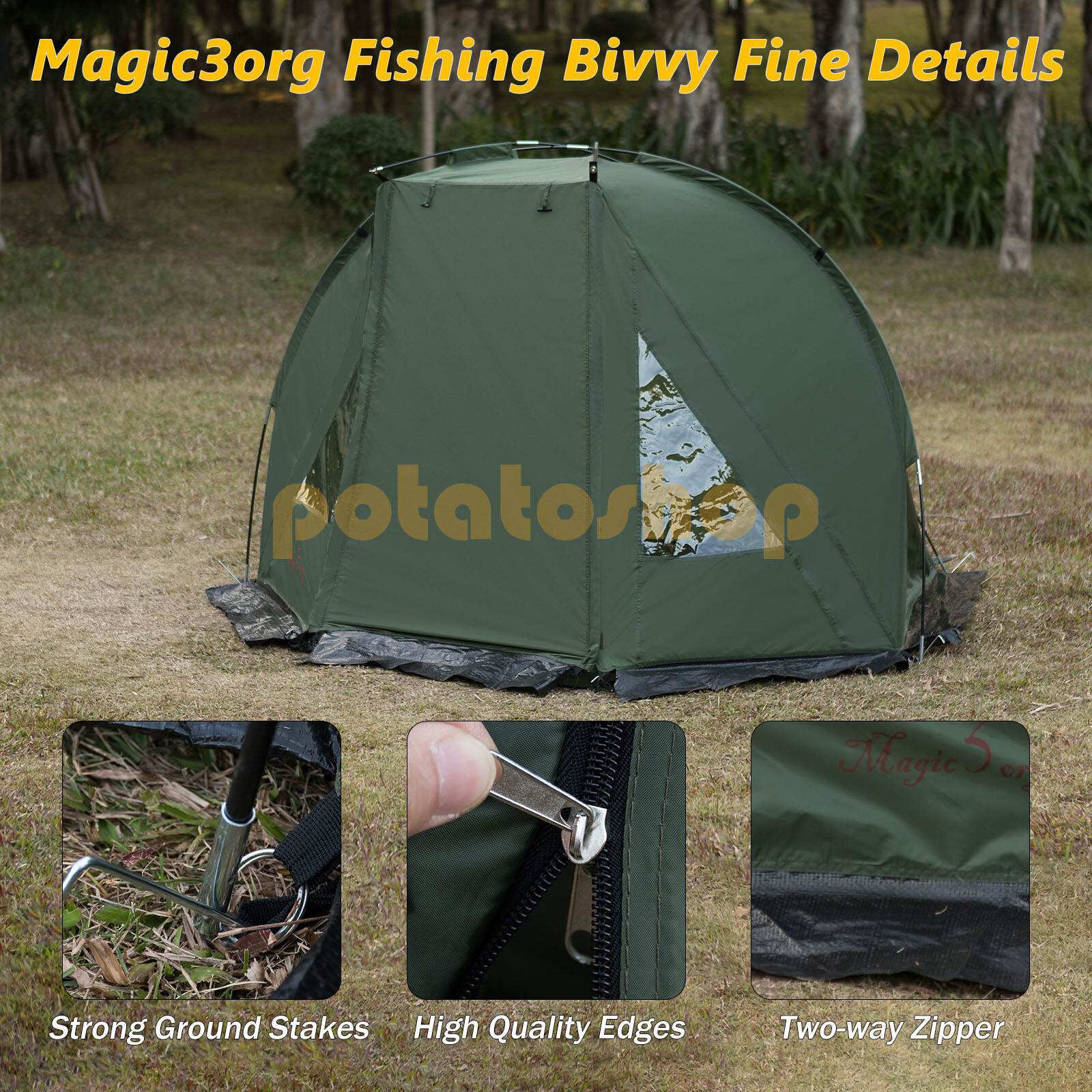 Carp Fishing Bivvy 1-2Man Day Shelter Tent Quick Erect Waterproor ...